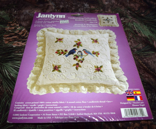 Janlynn Candlewicking Embroidery Kit 14"X14"-Birds & Berries-Stitched ...