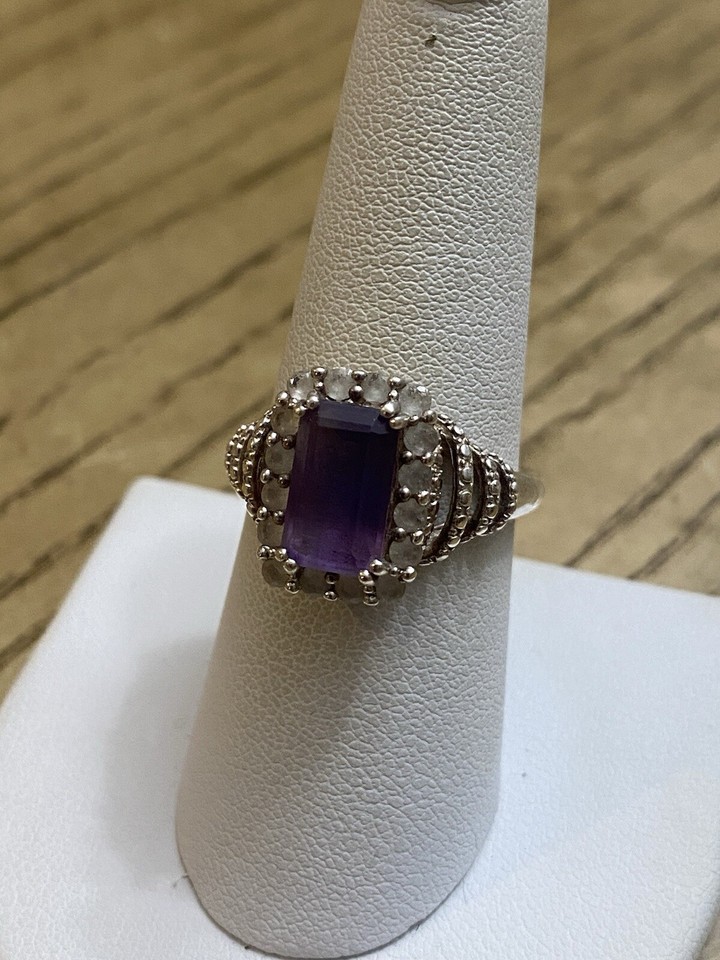 Designer KYJ Sterling 925 Silver Signed Amethyst Ring by King Yu Size 8 ...