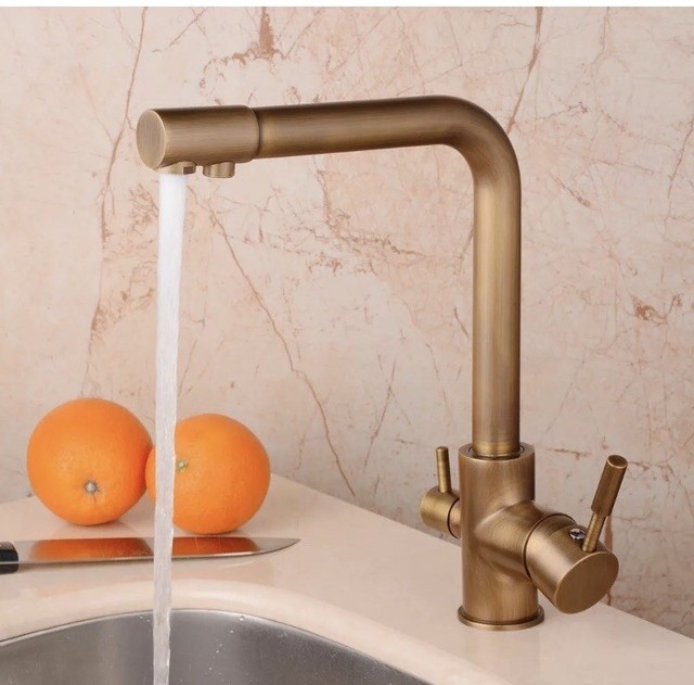 Hiendure Antique Brass Purified Water Outlet Kitchen Sink Faucet With ...
