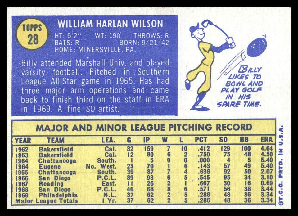 1970 Topps #28 Billy Wilson Philadelphia Phillies EX-EXMINT | eBay
