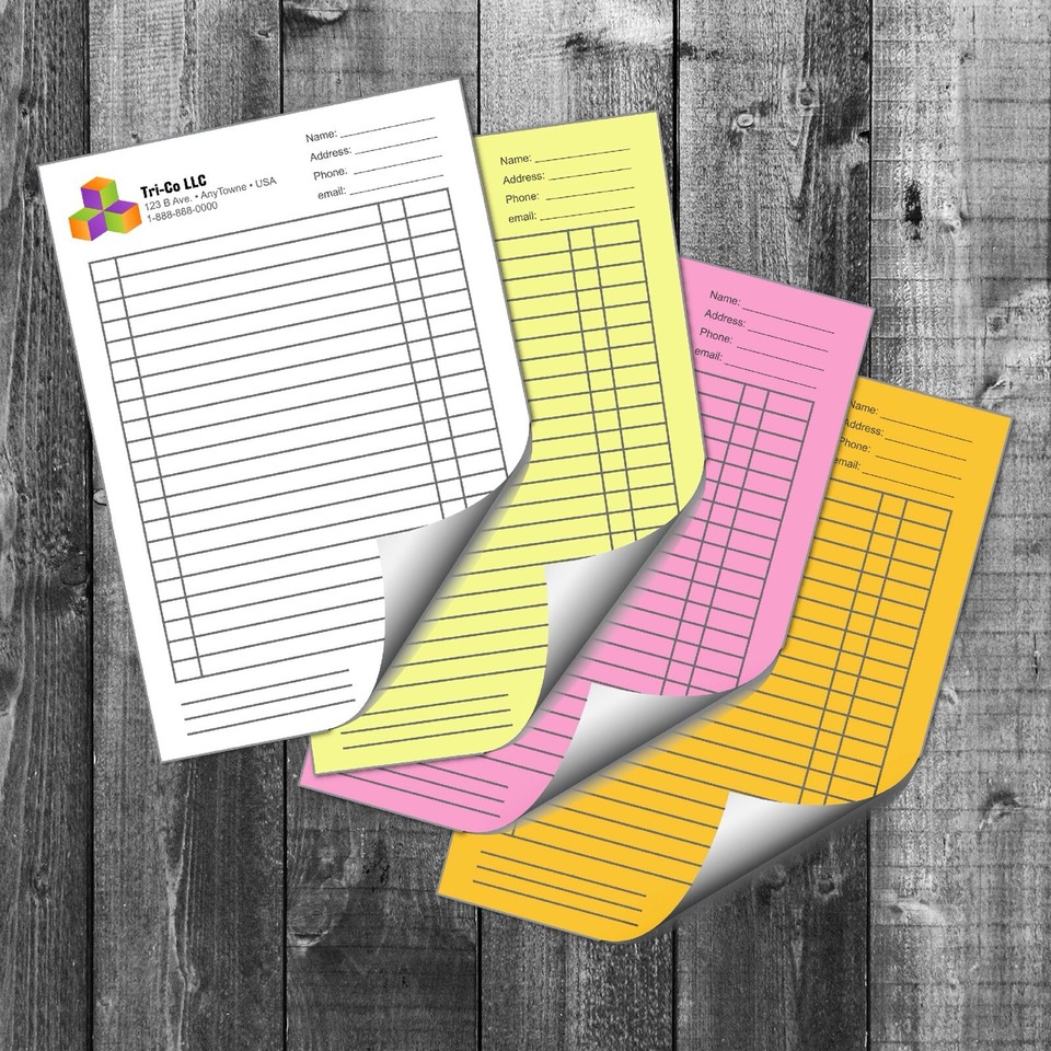 INVOICE CUSTOM PRINTED 2 Part Carbonless Form, Blk Ink. Additional Opt ...