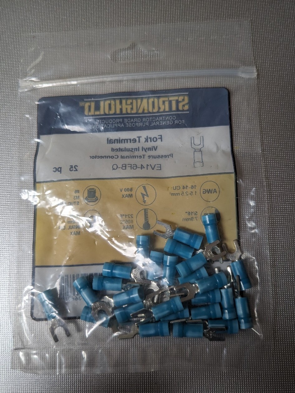 Stronghold EV14-6FB-Q, Vinyl Insulated Fork Terminal (Qty 25 per pack ...