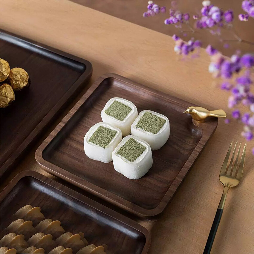 Candy Plate Set Snack Serving Plate Tray Luxury Walnut Hard Wooden ...