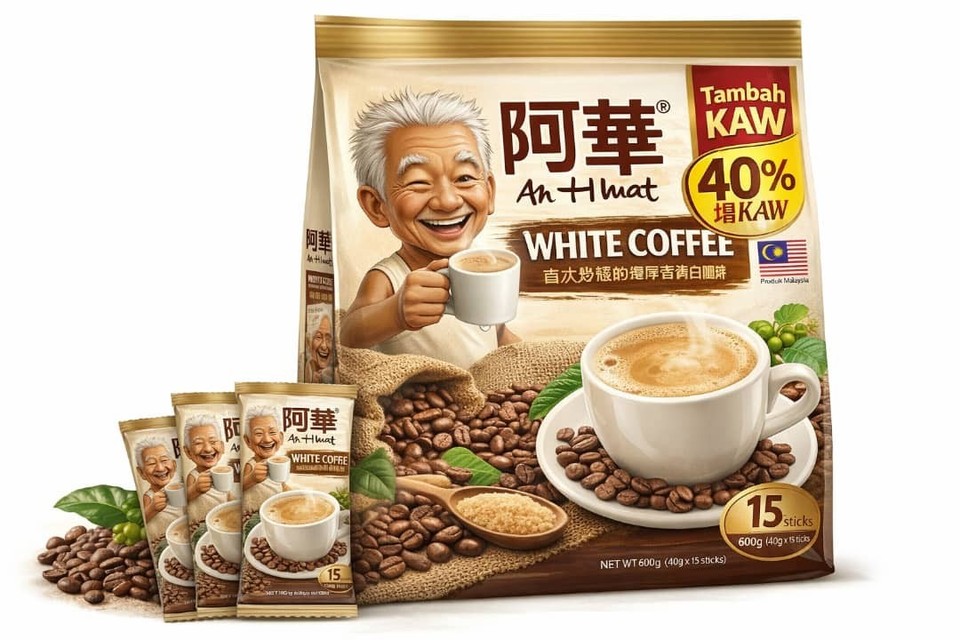 Ah Huat Extra Rich White Coffee 40g x 15 Sachet 2 Boxes FREE SHIPPING ...