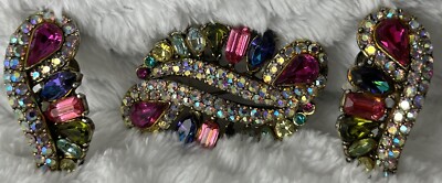 Vintage Hollycraft Signed Parure Brooch and Earrings | eBay