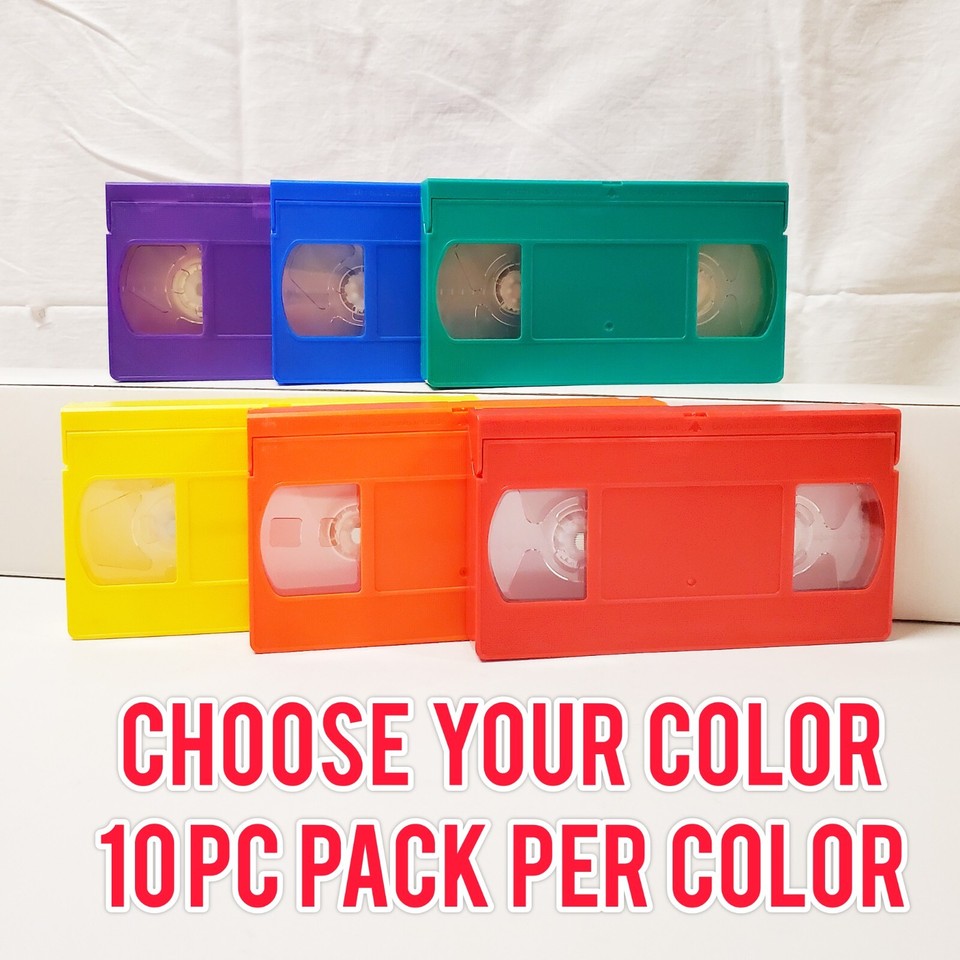 VHS Video Cassette Tape Shells Box Empty Blank Colored V-0 Bulk 10 Pack ...