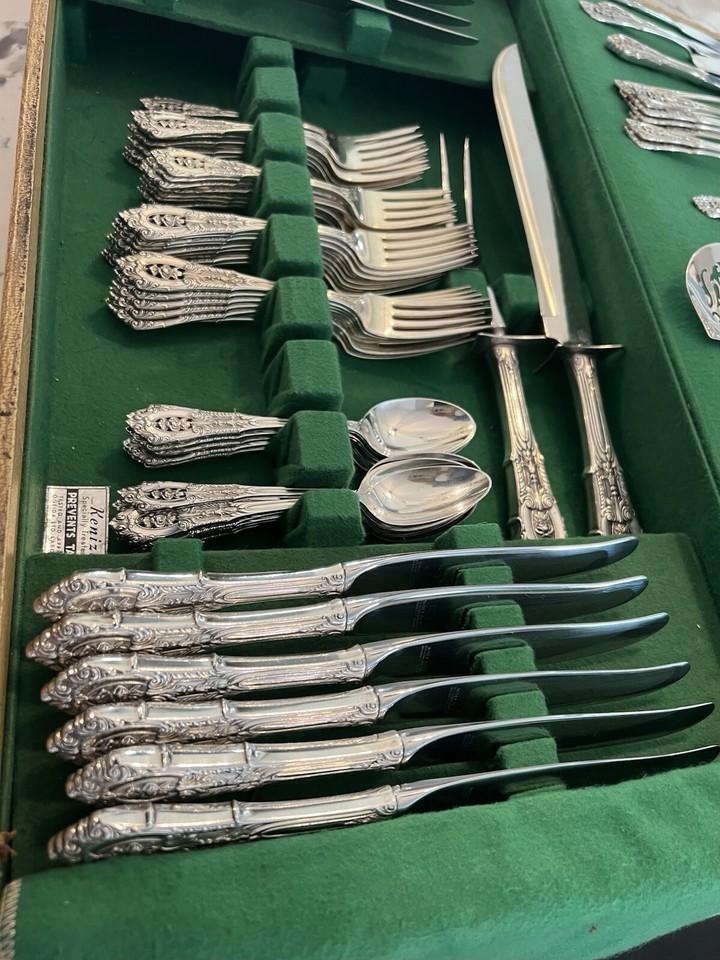 *RARE* Antique Wallace Sterling Rose Point flatware silverware set, 93 ...