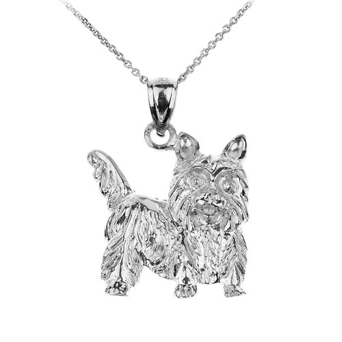 925 Sterling Silver Yorkie Dog Pendant Charm Necklace 16" 18" 20" 22 ...
