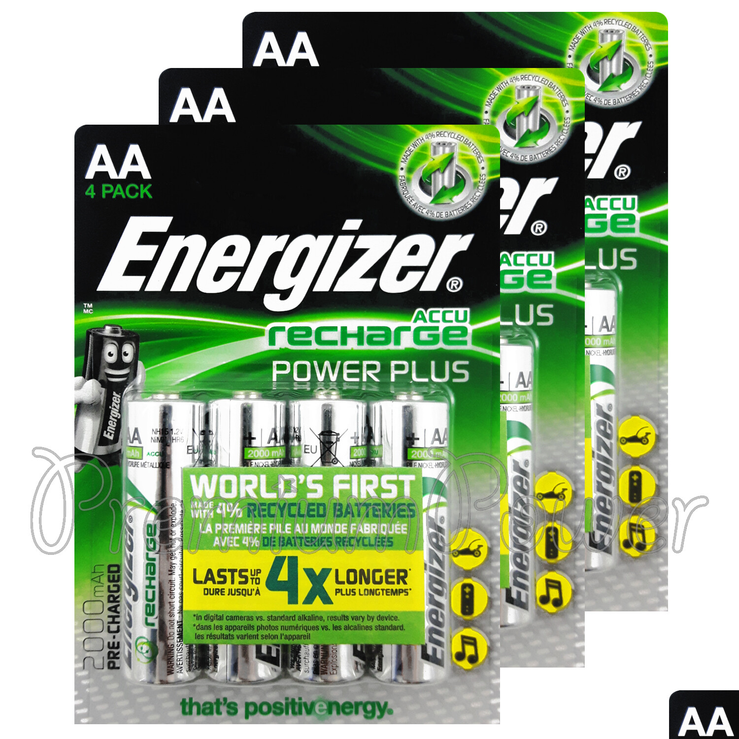 12 x Energizer AA Power Plus 2000 mAh Rechargeable batteries 1.2V NiMh ...