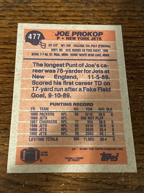 1991 Topps - #477 Joe Prokop for sale online | eBay