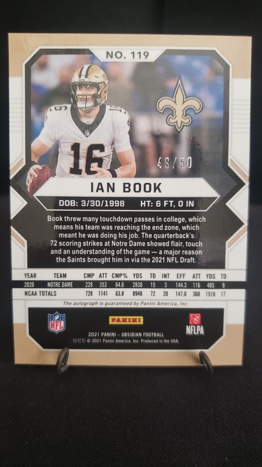 2021 Obsidian Football Ian Book Rookie Auto /50 Green Etch | eBay
