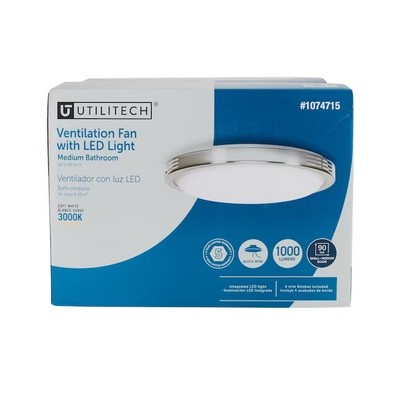Utilitech 7105-06 Ventilation Fan LED Light 4 Finishes 90 CFM 2.0 Sones ...