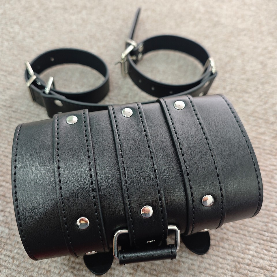 PU Leather Strict Arm Binder Restraint Wrist Handcuffs Adjustable Belt ...