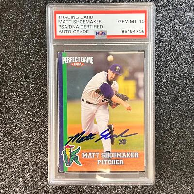 2009 Perfect Game USA #9 Matt Shoemaker signed card PSA AUTO 10 Slabbed ...