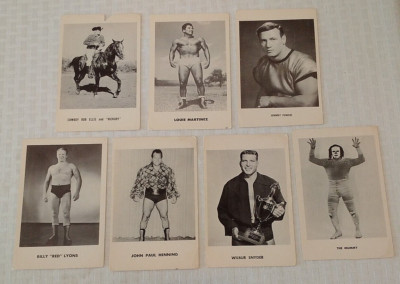 7 Diff 1960s Boyd Pierce Wrestling Card Lot Mummy Ellis Henning Lyons ...