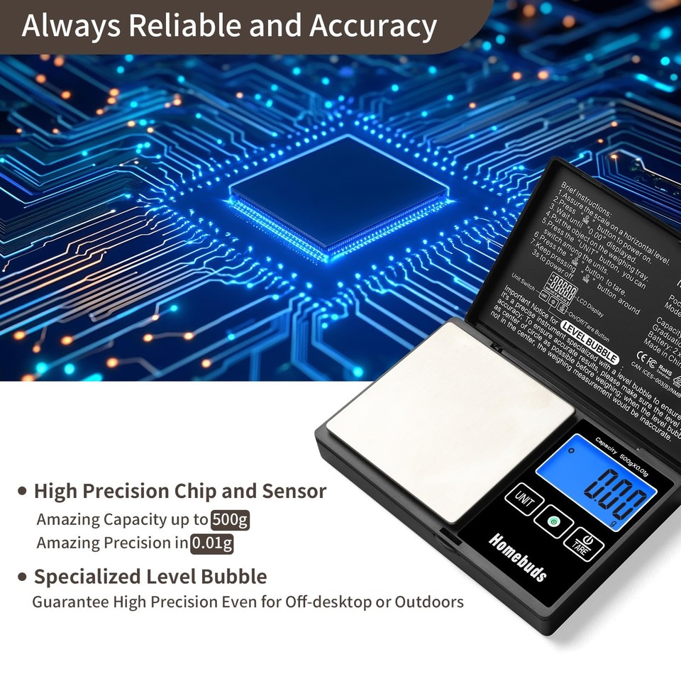 500g Digital Gram Scale High Precision in 0.01g with Level Bubble ...