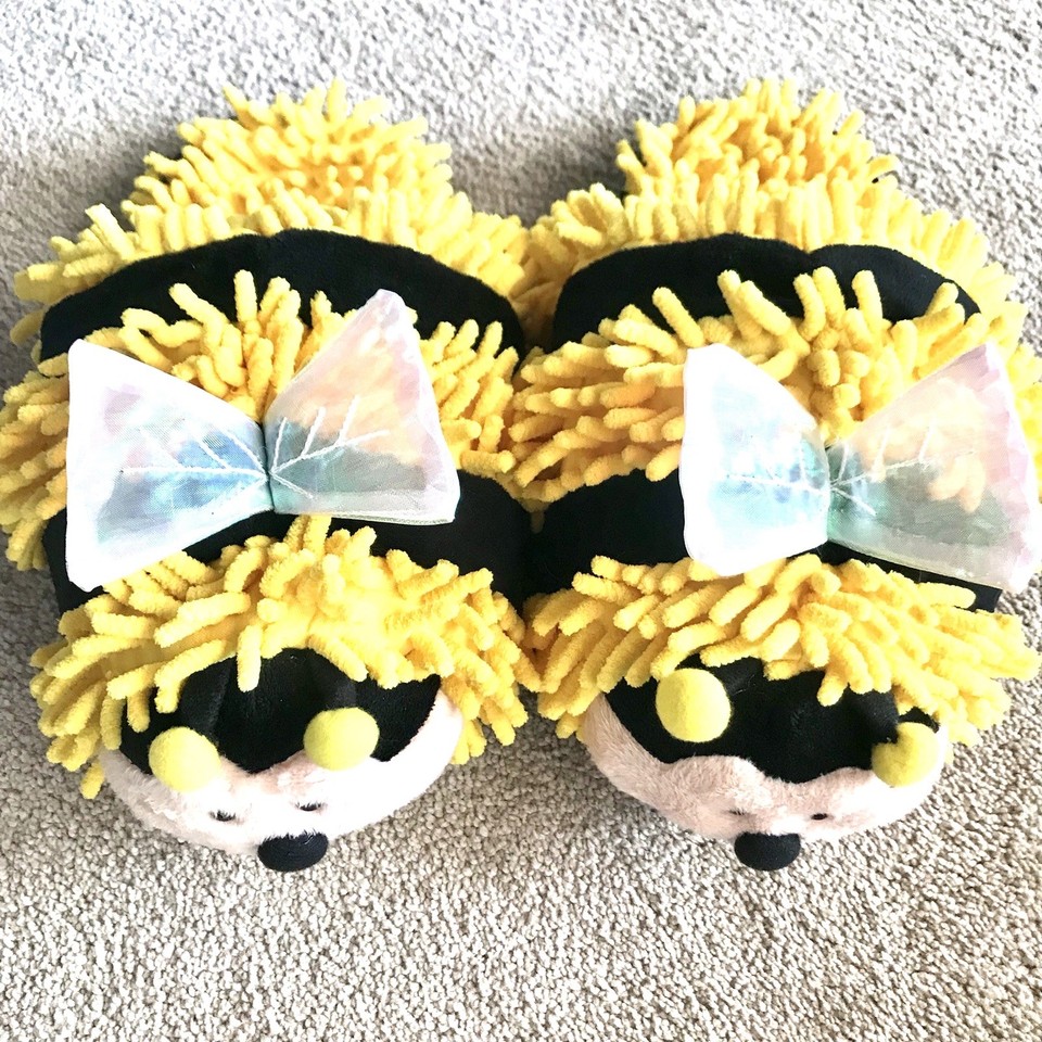 Fuzzy Yellow Black Bumble Bee Slippers Clogs Women’s Medium Cozy | eBay
