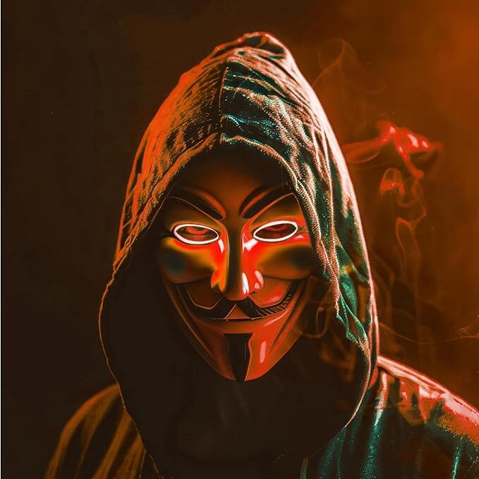 Light Up Anonymous mask Guy LED Halloween Cosplay Vendetta Hacker ...