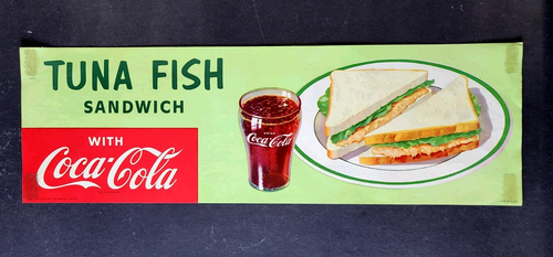Vintage 50's Coca Cola diner cardboard soda adverstising sign Tuna ...