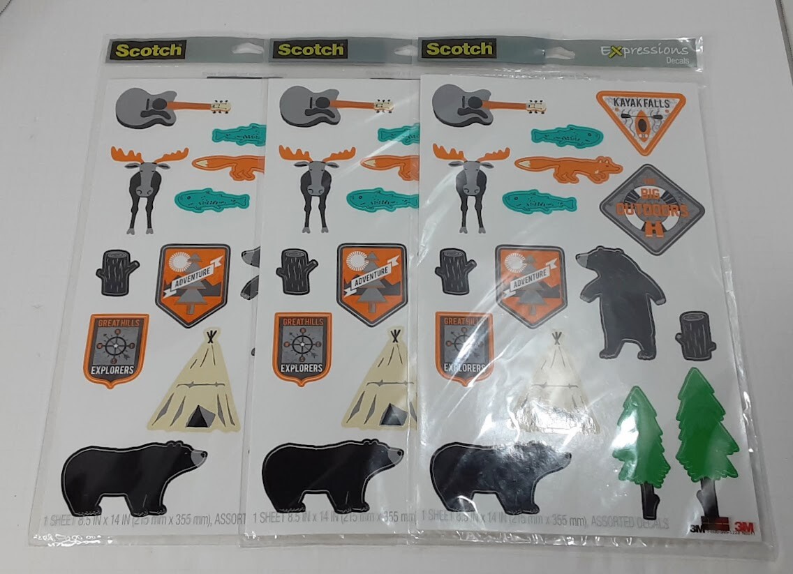 LOT OF 3 SCOTCH 3M EXPRESSIONS NE011 CAMPING WILDERNESS OUTDOORS DECALS ...