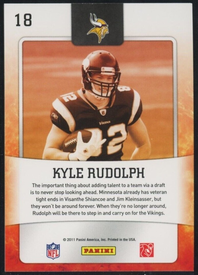 2011 Score Kyle Rudolph Rookie Hot Rookies Vikings RC #18 | eBay