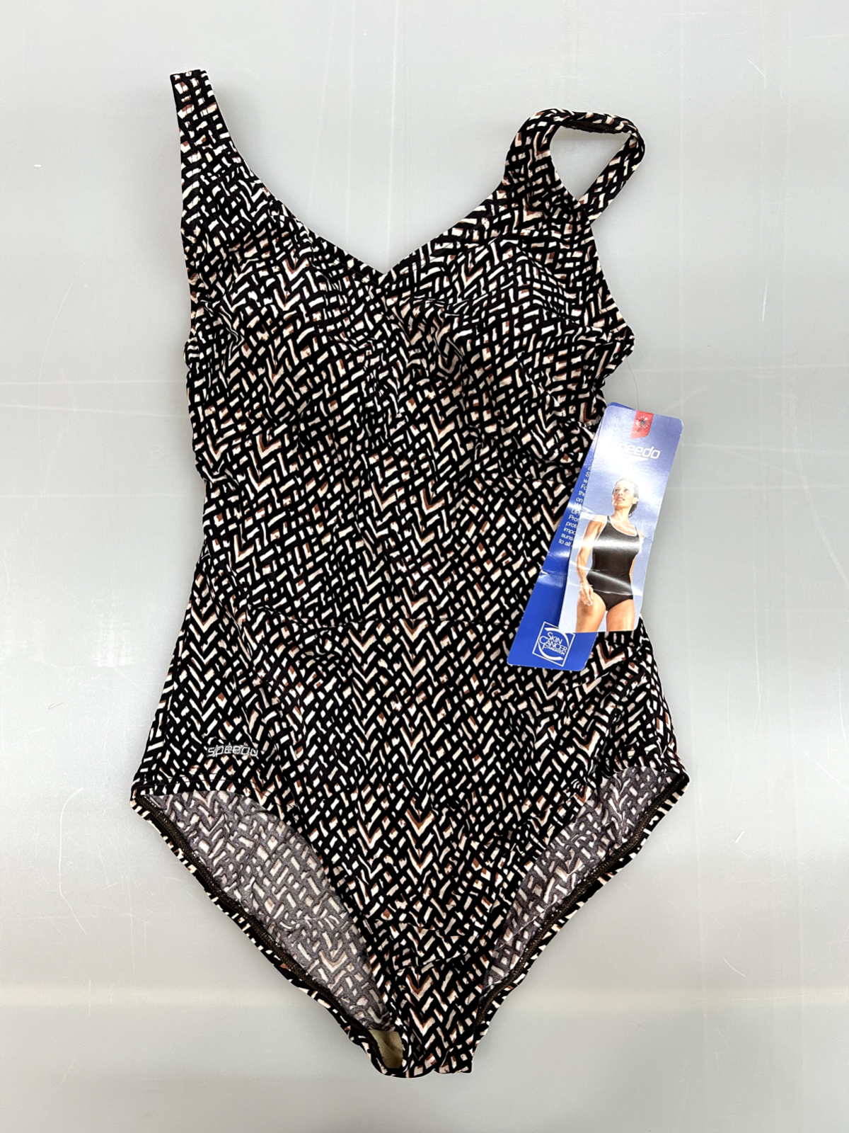 Speedo Size 10 Women's 1-Piece SwimSuit Brown & Beige Summer Bathing ...