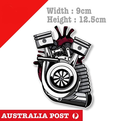 Turbo Engine Heart, Engine Sticker, Man Cave Sticker | eBay Australia