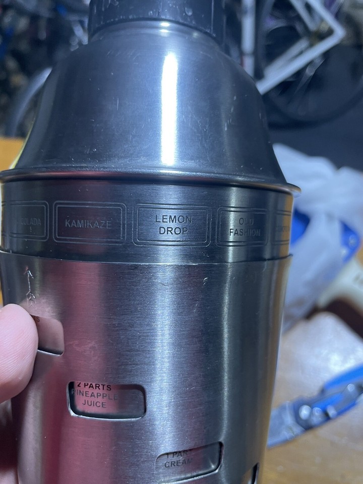 Cocktail Drink Mixer Metal Shaker with Recipes All Metal Sliding | eBay