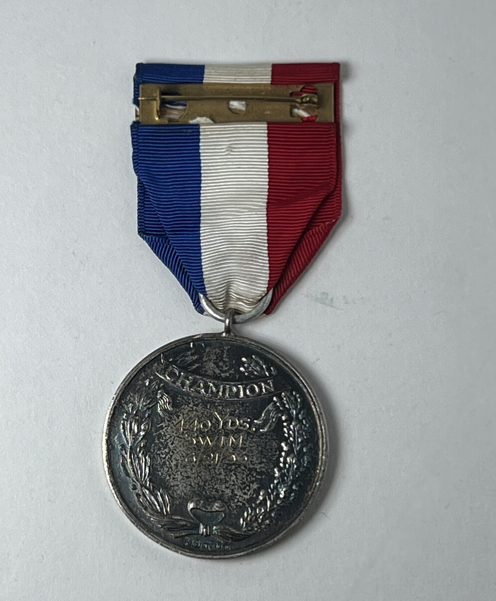 1936 AAU Championship Medal 440yd Swim Amateur Athletic Union Sterling ...