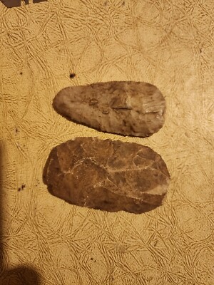 Lot of 2 Authentic Prehistoric Flint Scrapper Tool Indian Artifact ...
