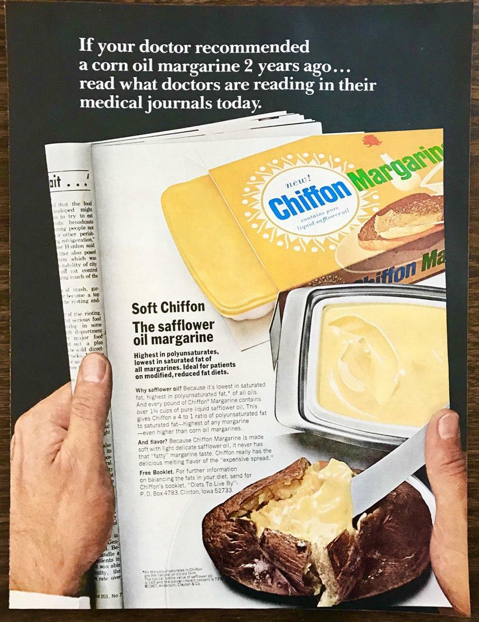 1967 Chiffon Safflower Margarine Print Ad Read What Medical Journals ...