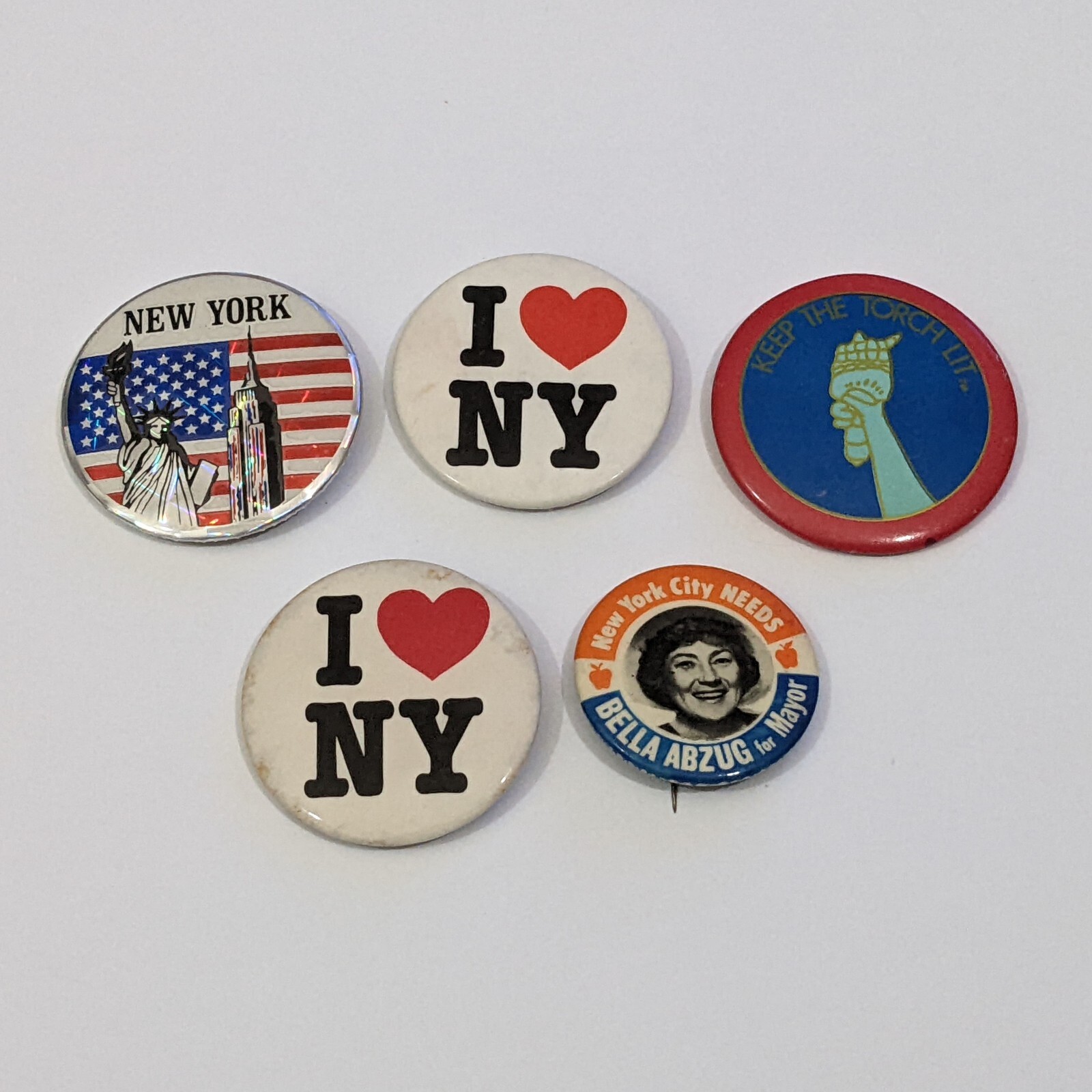Vintage New York Button Pin Back Collectible Lot Political Mayor Statue ...