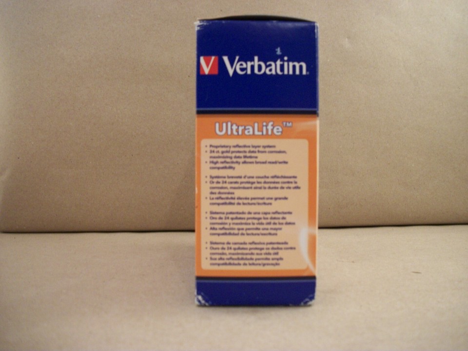 New in Box Verbatim DVD-R 4.7GB 8X UltraLife Gold Archival Grade 5pk ...