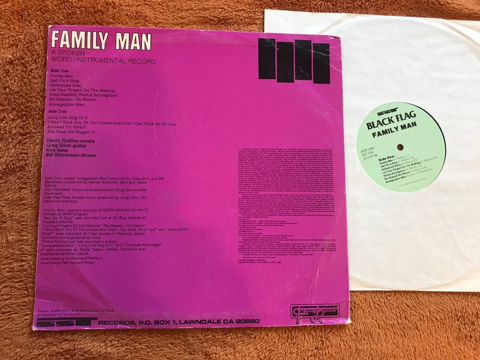 BLACK FLAG Family Man SST 1984 Punk LP Vinyl light green lbl trans ...