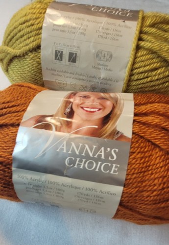 Vanna's Choice Lion Brand Yarn Lot of 2 Pea Green And Rust Colors | eBay