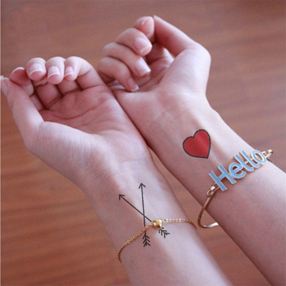 12 Sheet Valentines Day Elements Sticker Cartoon Temporary Love Heart ...