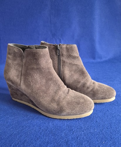 White Stuff Women’s Boots Grey Ankle Mid Wedge Heel Size 6 Leather ...