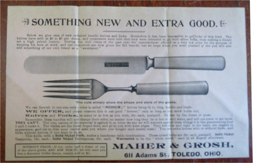 Maher & Grosh Cutlery Knives & Forks c. 1890 pictorial handbill trade ...