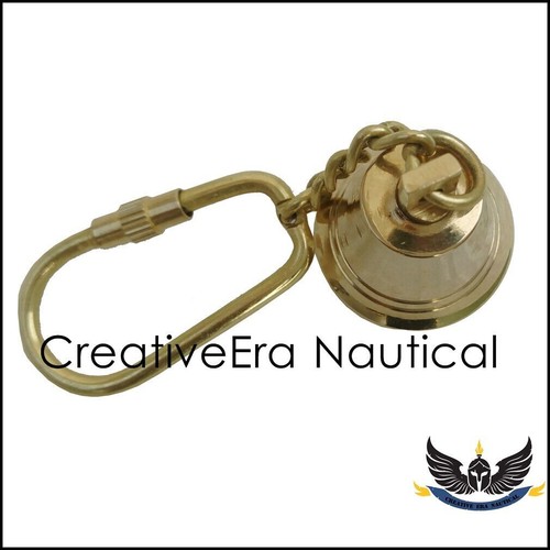 Vintage Nautical Brass Bell Key Chain Solid Brass Keychain key ring ...