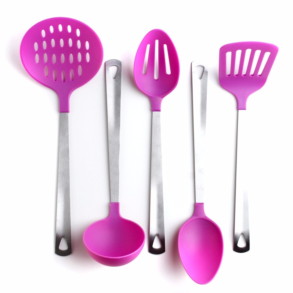 5-Piece Kitchen Utensil Set Stainless Steel Nylon Tools | eBay