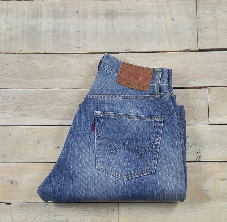 EDWIN 503 Relaxed Straight Distressed Dark Wash Blue Japanese Denim ...