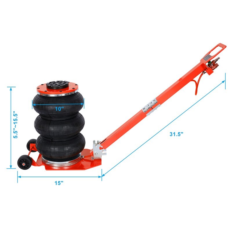 Triple Bag Air Jack Pneumatic Jack 6600lbs Compressed Air Quick Lift 3 ...