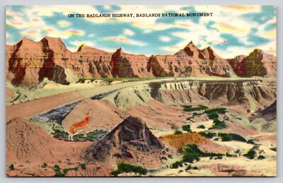 Postcard Howling Coyote On the Badlands Highway Badlands National ...