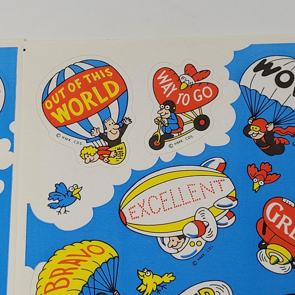 5 Sheets Of Vintage Stickers 80s Hallmark Hot Air Balloon Sticker Sheet ...