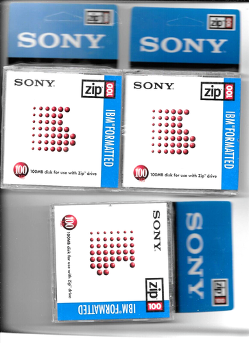 Sony Zip Disks 100 MB Formatted for IBM, 3 Lot - New | eBay