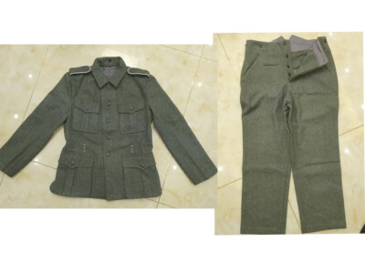 WW2 GERMAN EM M40 FIELD GREY GREEN WOOL TUNIC & TROUSERS SIZE M | eBay