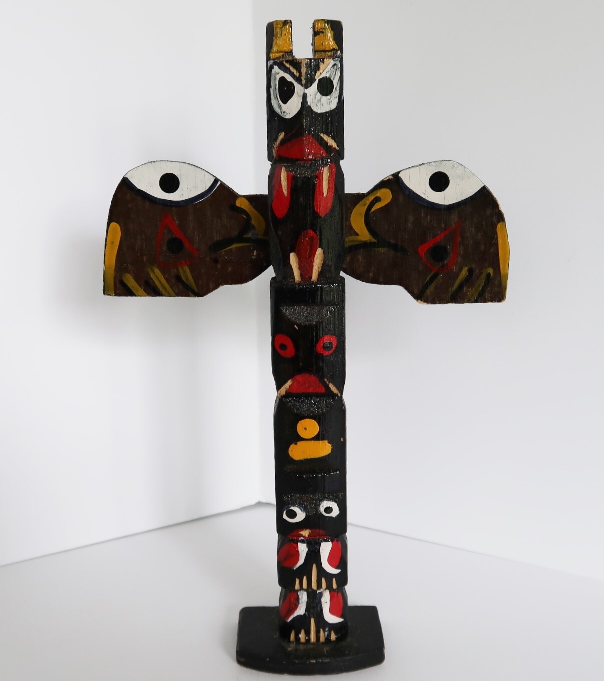 Vintage hand painted wood miniature totem pole | eBay