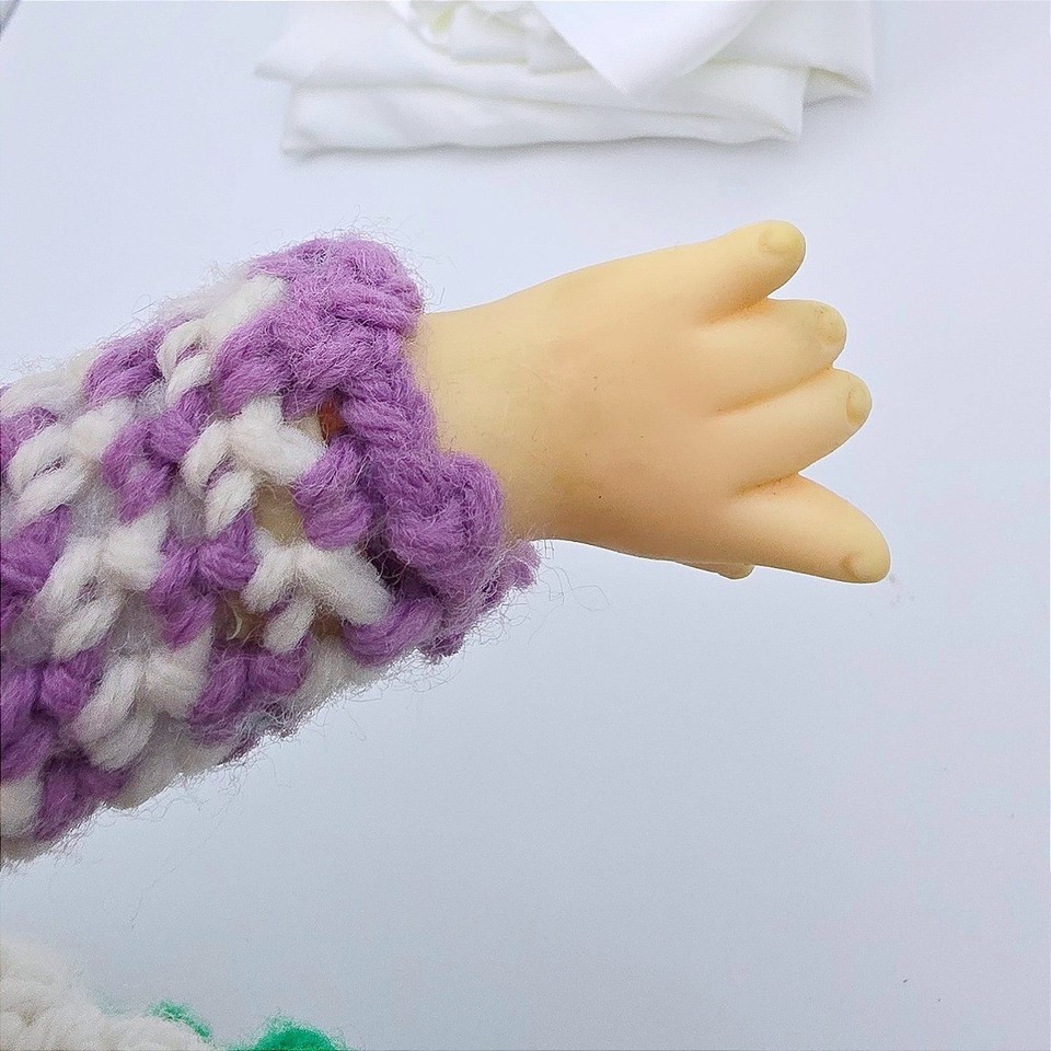 Vintage 80s Handmade Crochet 12" Fibre Craft "Ice Cream Face" Doll ...