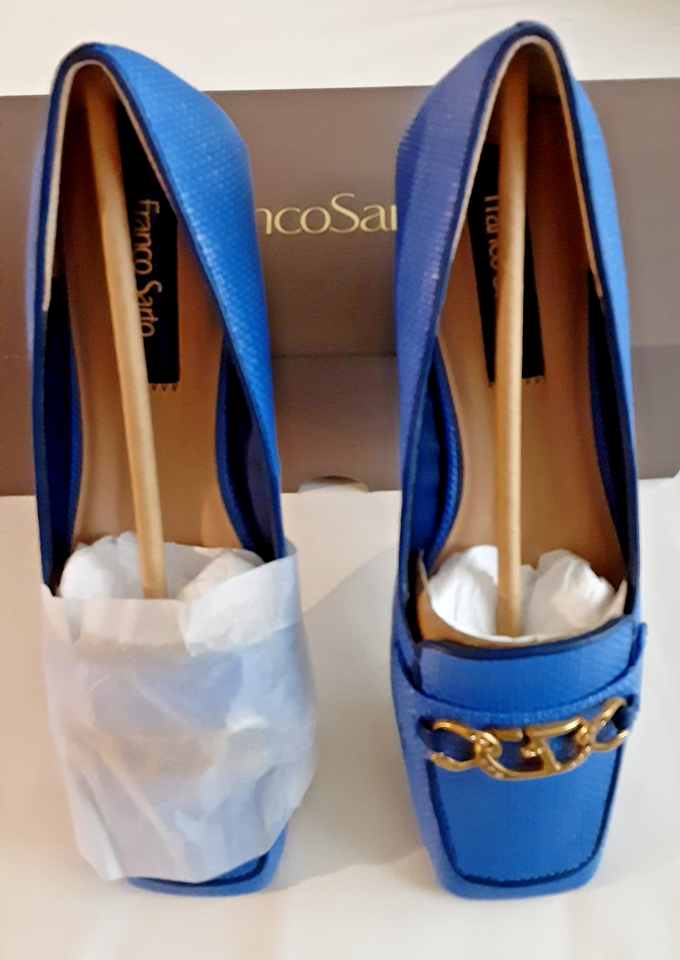 NEW Franco Sarto Womens Tiari Slip on Square Toe Blue Loafers Size 7 1/ ...