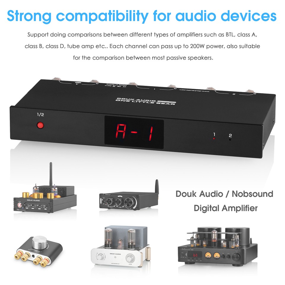 Mini 2-Way Amplifier/Speaker Switcher Box w/Remote Home Amp Selector ...